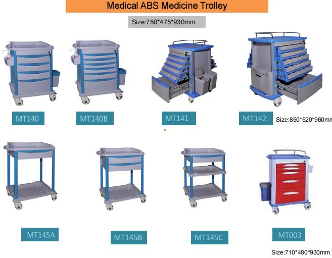 Two Shelves Clinical Emergency Nurse Medical Trolley Cart For Hospital ...