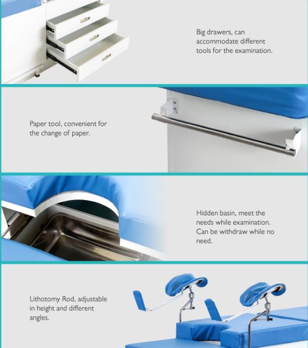 Powder Coated Steel Gynecological Portable Examination Couch Hospital ...